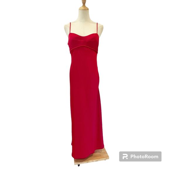 Wayf | Dresses | Wayf Red Satin Maxi Cocktail Dress Small Prom Night ...